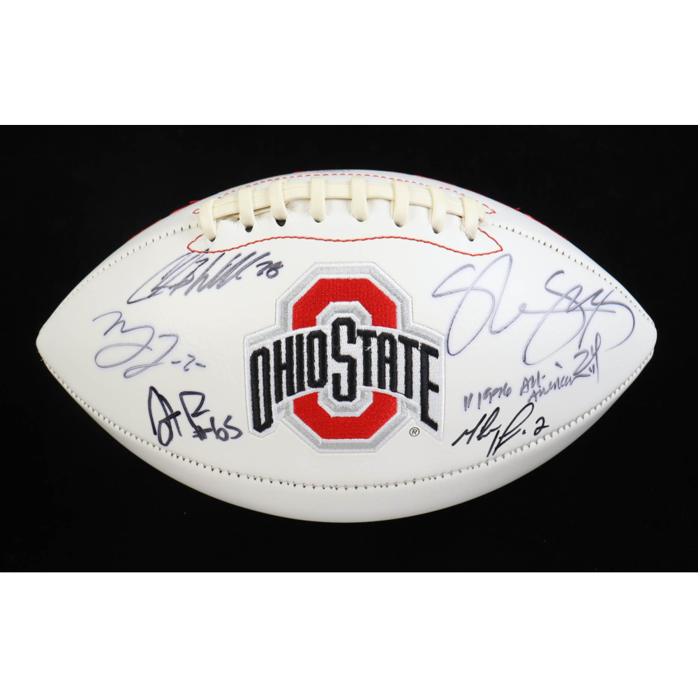 Ohio State Buckeyes Logo Football Signed By (5) with Marshon Lattimore ...