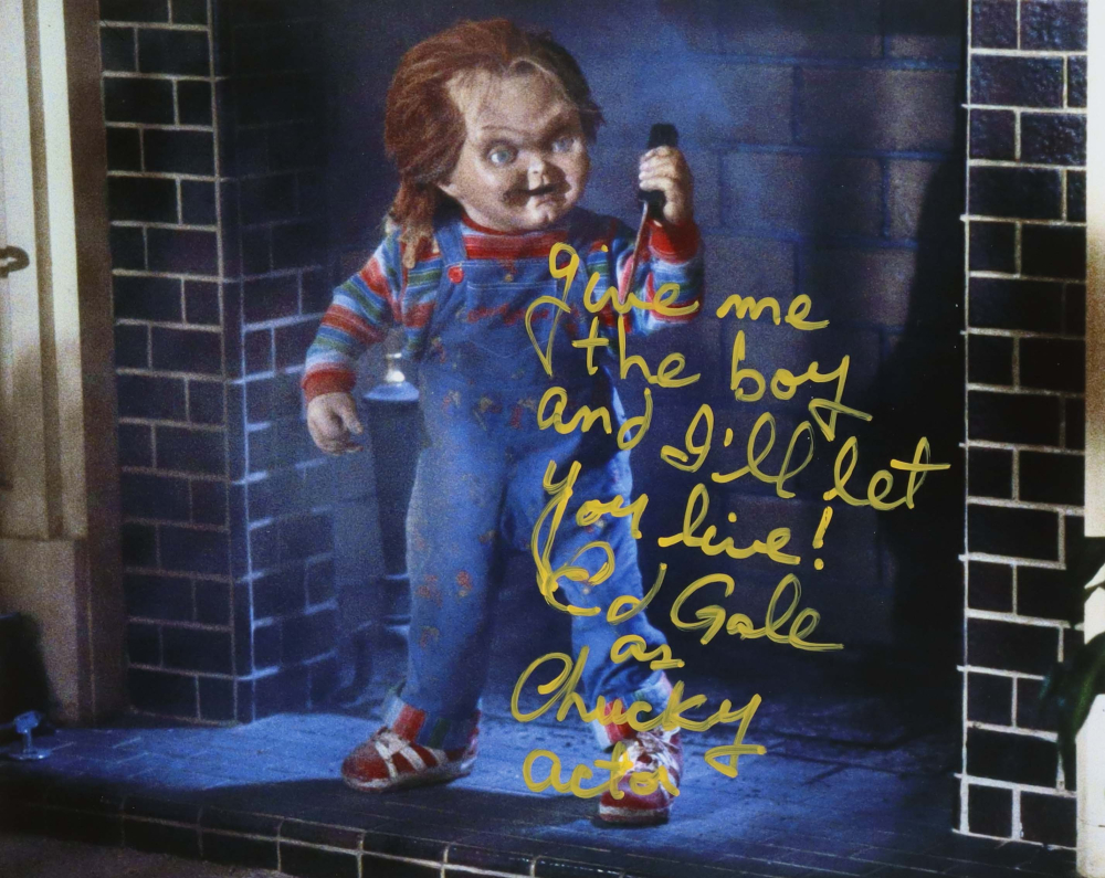 Ed Gale Signed "Child's Play" 8x10 Photo Inscribed "Give me the boy and I'll let you live ...