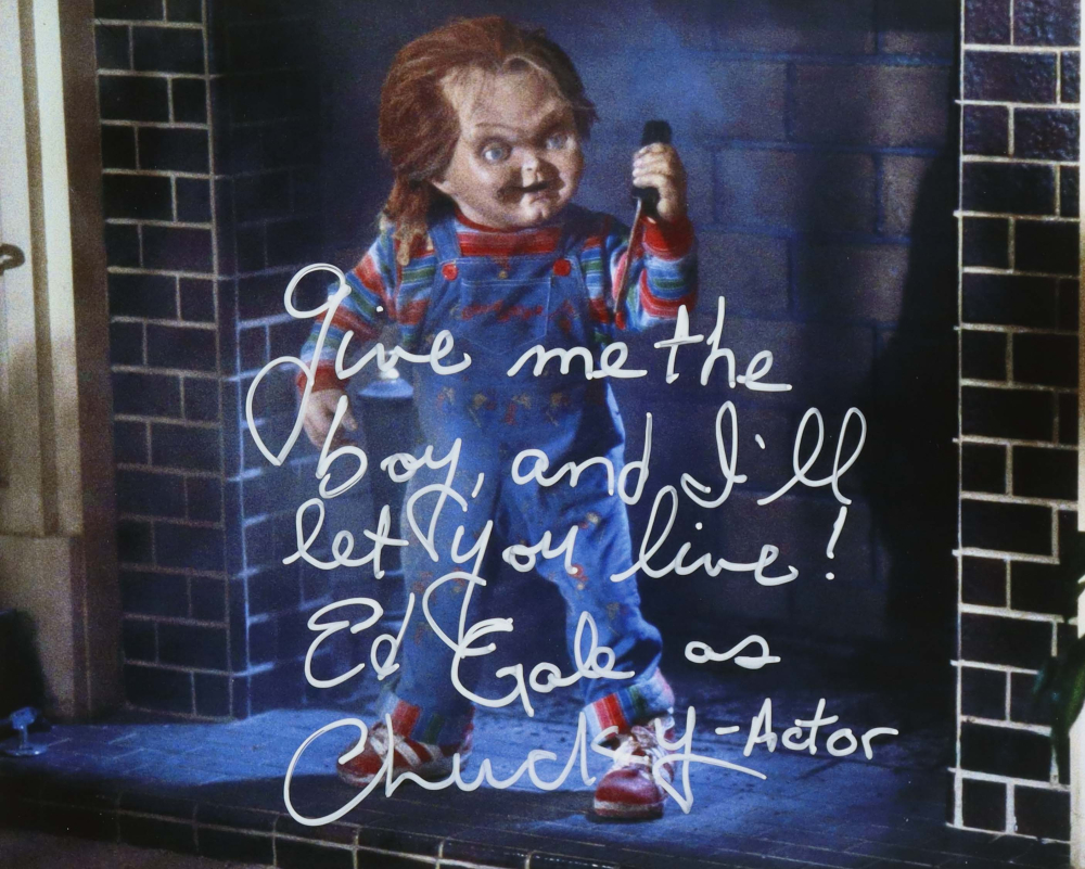 Ed Gale Signed "Child's Play" 8x10 Photo Inscribed "Give me the boy and I'll let you live ...