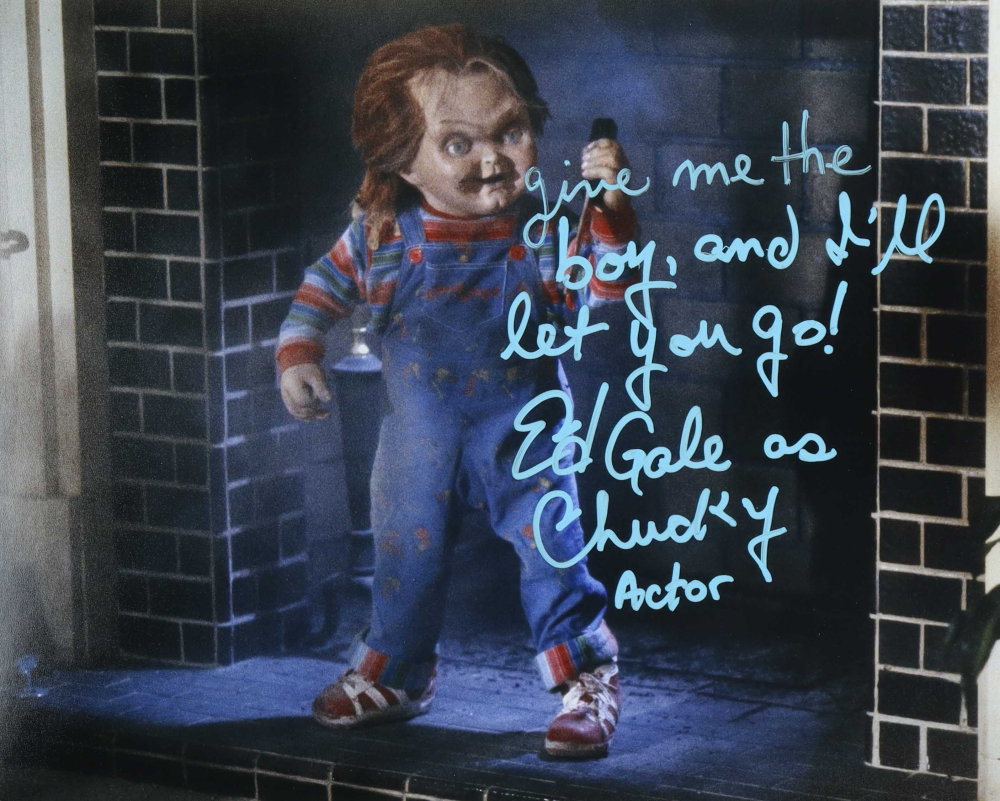 Ed Gale Signed "Child's Play" 8x10 Photo Inscribed "Give me the boy and I'll let you live ...