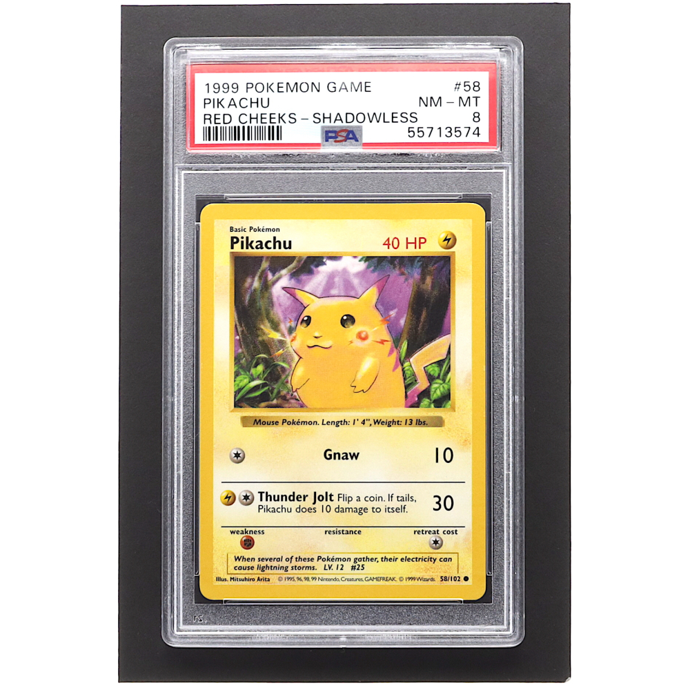 Pikachu 1999 1st Edition Pokemon Base Shadowless #58 Red Cheeks (PSA 8 ...