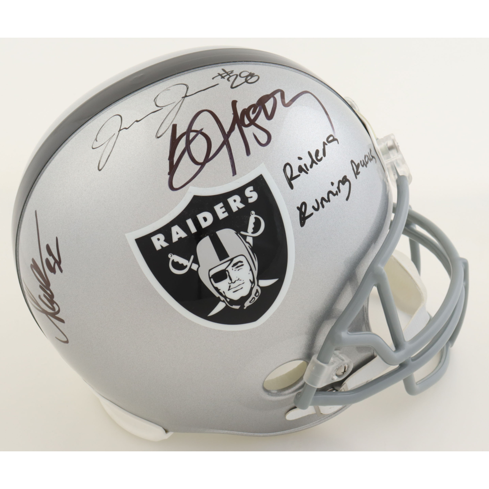 Josh Jacobs, Bo Jackson & Marcus Allen Signed Raiders Full-Size Speed Helmet (Beckett & Jacobs ...