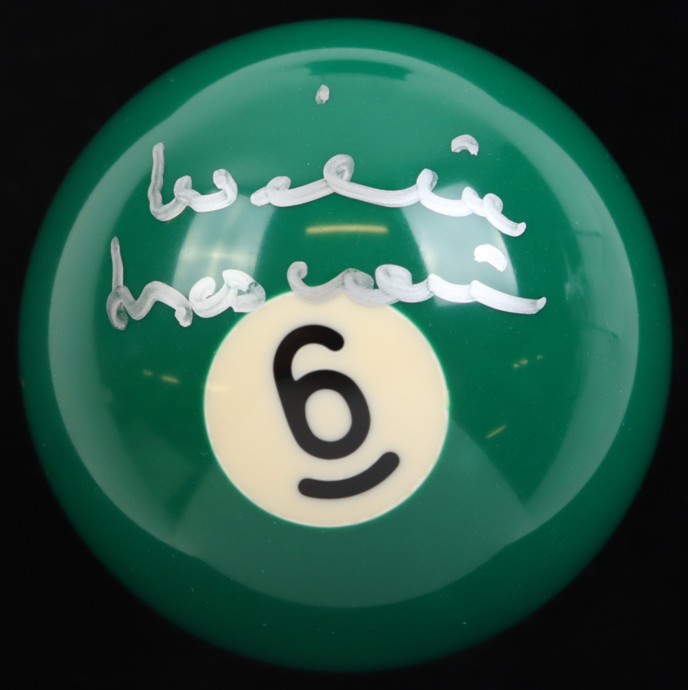 Willie Mosconi Signed #6 Billiard Ball with All Wood Display Case ...