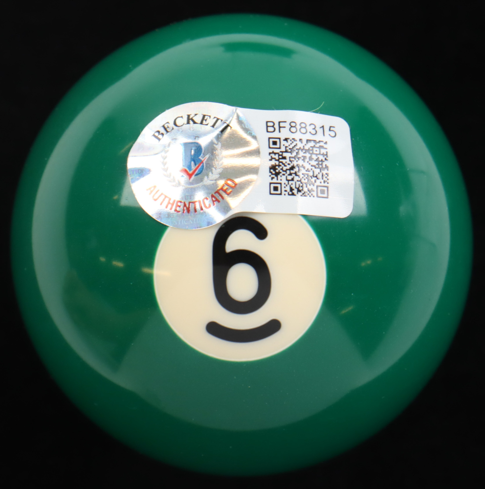 Willie Mosconi Signed #6 Billiard Ball with All Wood Display Case ...