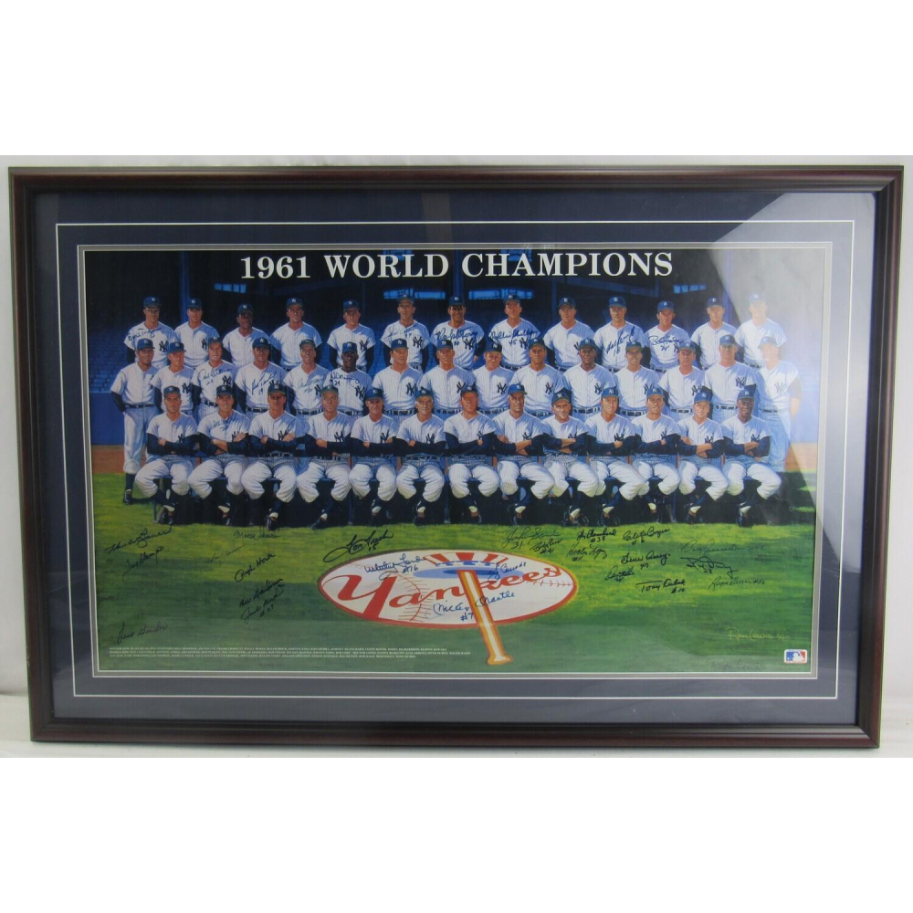 1961 World Champions Yankees 28x42 Custom Framed Poster Team-Signed by ...