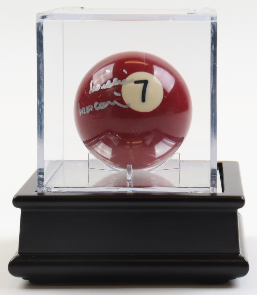 Willie Mosconi Signed #7 Billiard Ball with All Wood Display Case ...