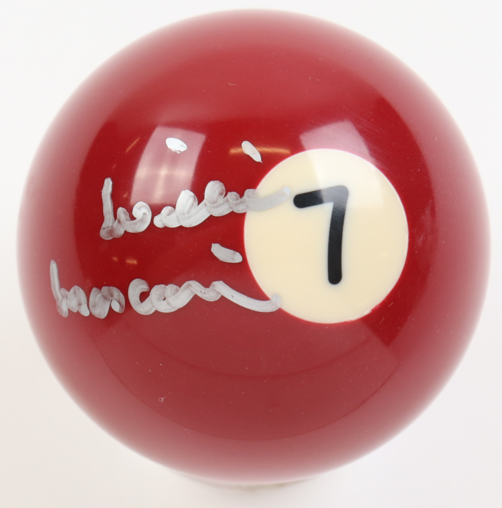 Willie Mosconi Signed #7 Billiard Ball with All Wood Display Case ...