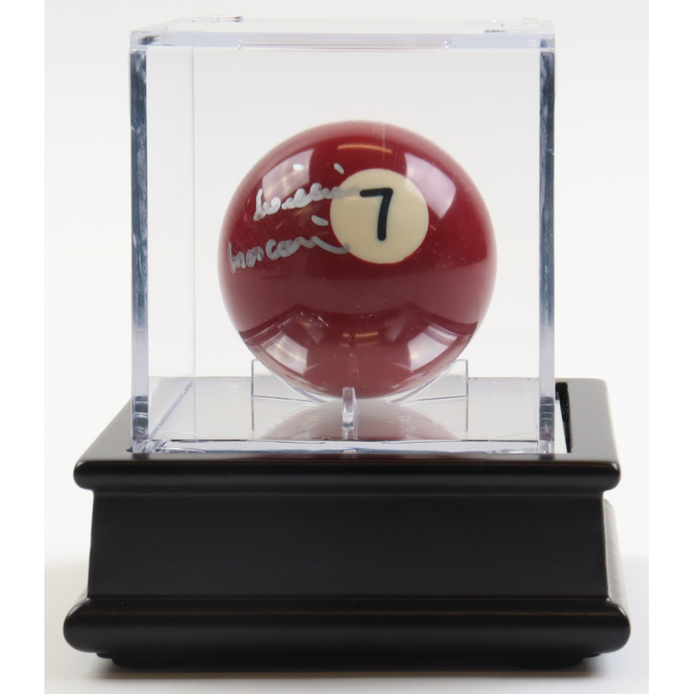 Willie Mosconi Signed #7 Billiard Ball with All Wood Display Case ...
