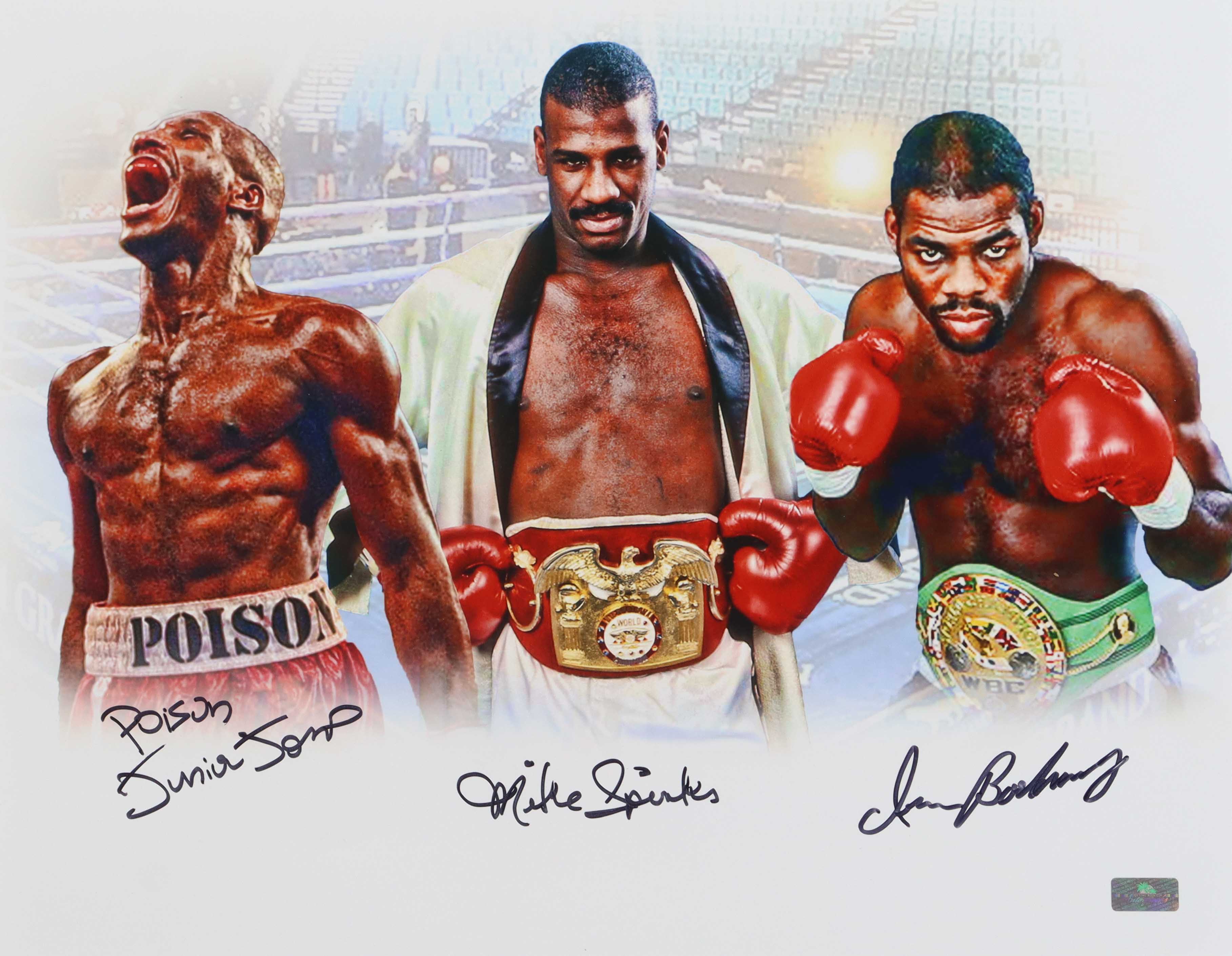 Junior Jones, Michael Spinks & Iran Barkley Signed 11x14 Photo (Palm ...