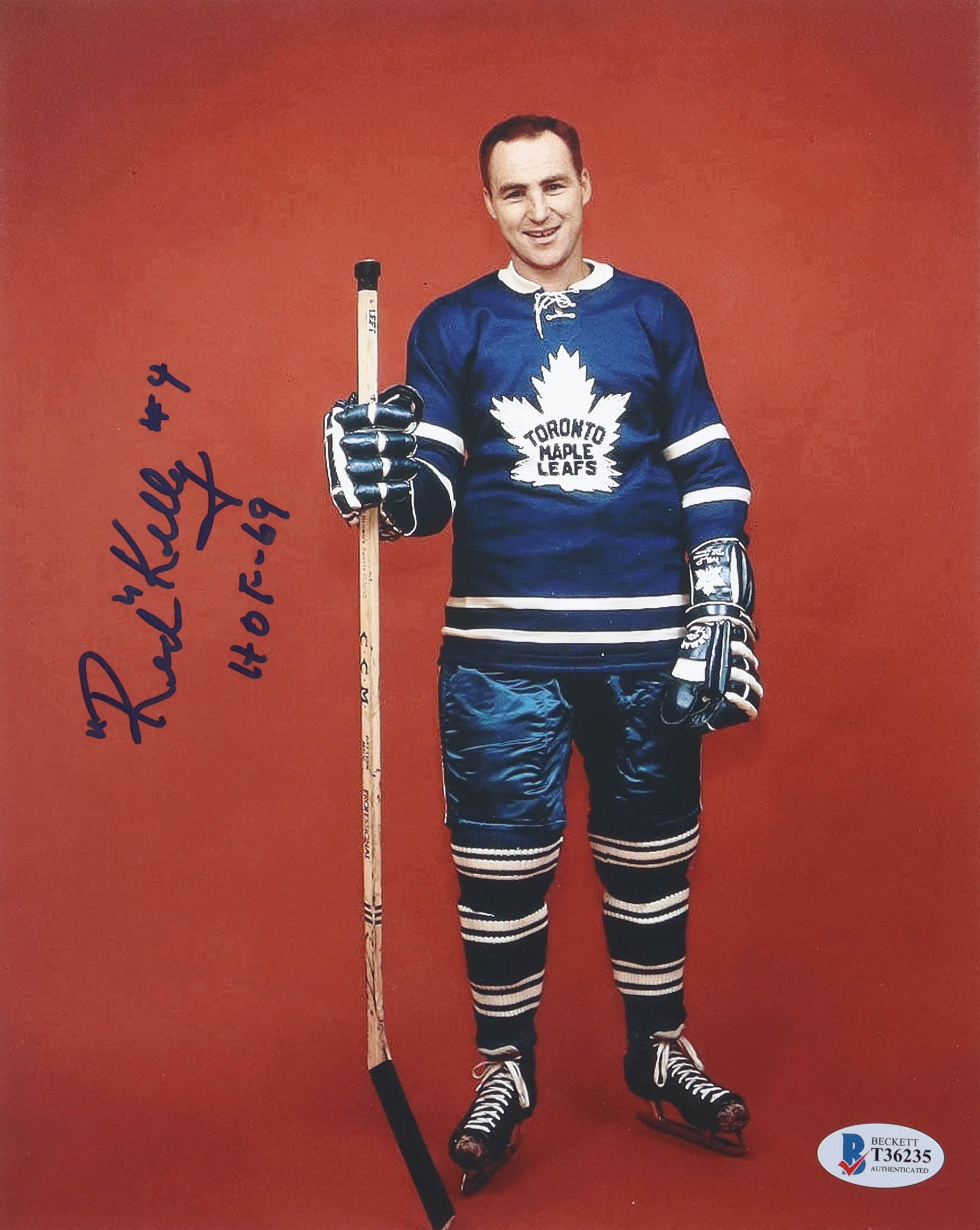 Red Kelly Signed Maple Leafs 8x10 Photo Inscribed "HOF 69" (Beckett ...