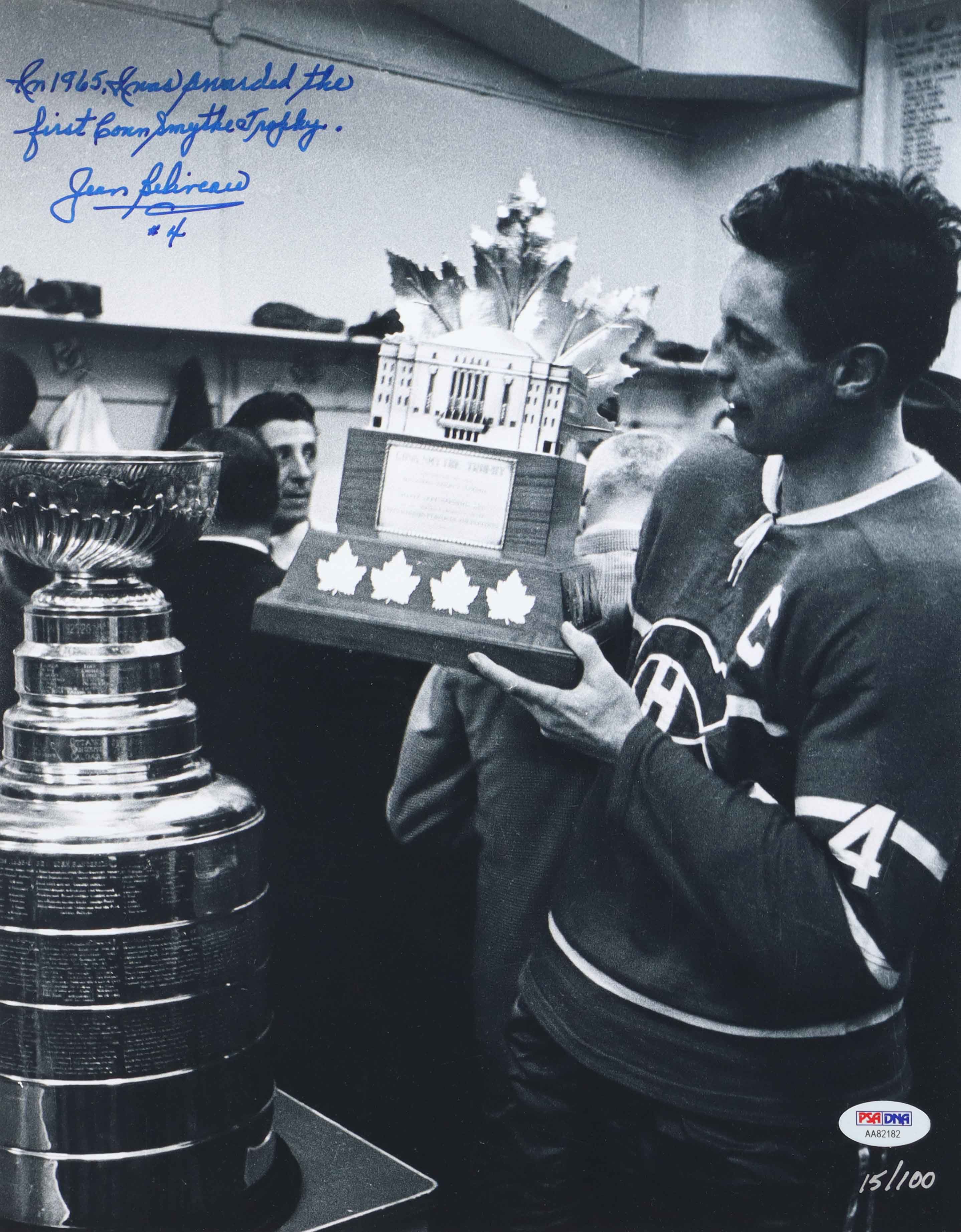 Jean Beliveau Signed LE Canadians 11x14 Photo Inscribed "In 1965, I was ...