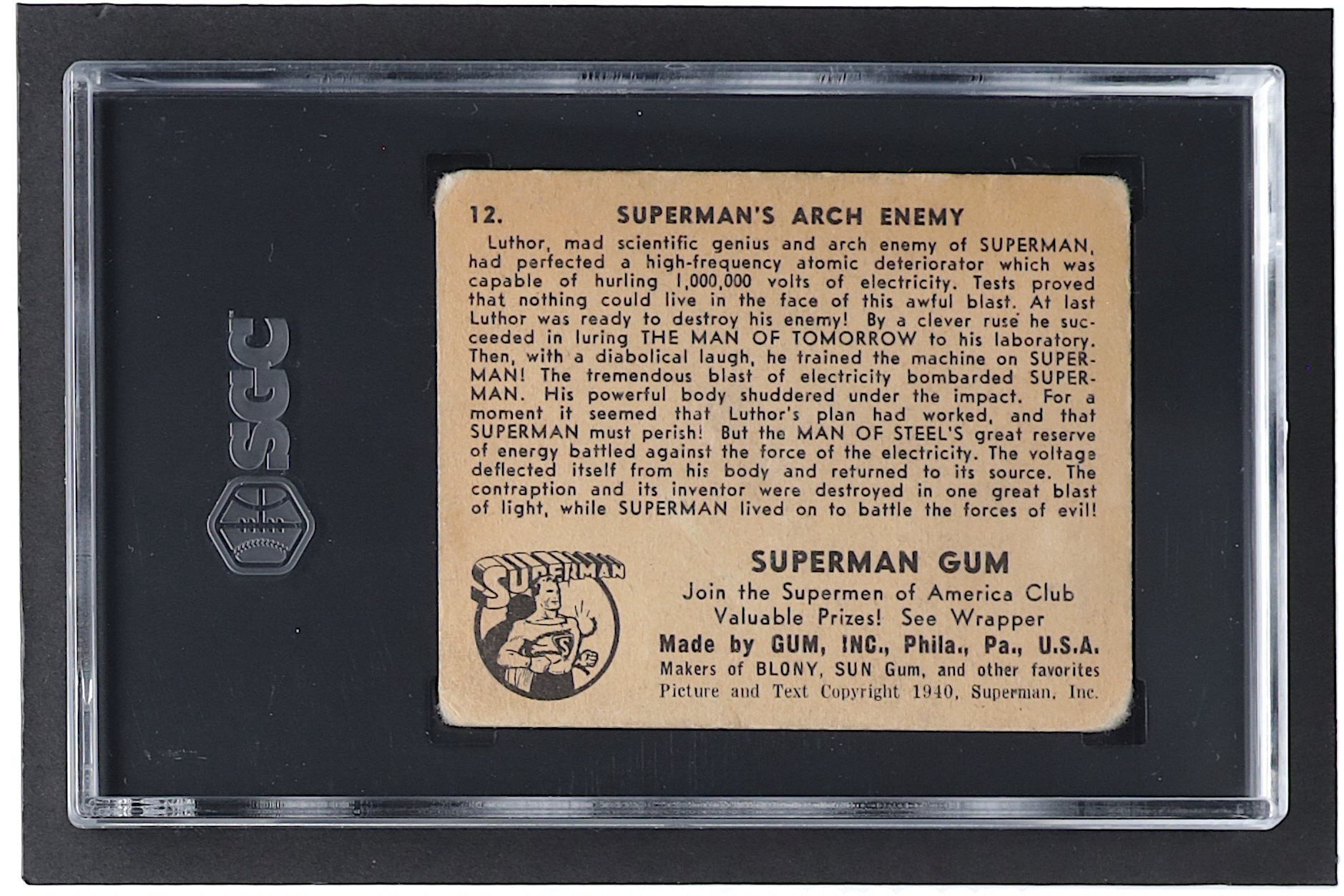 Superman's Arch Enemy 1940 Superman #12 (SGC 1) | Pristine Auction