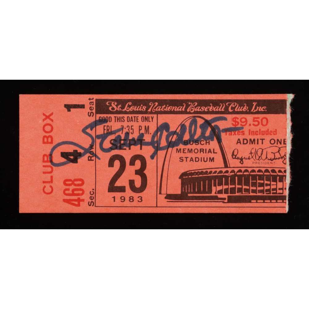 Steve Carlton Signed 1983 Busch Stadium Ticket Stub (Beckett ...