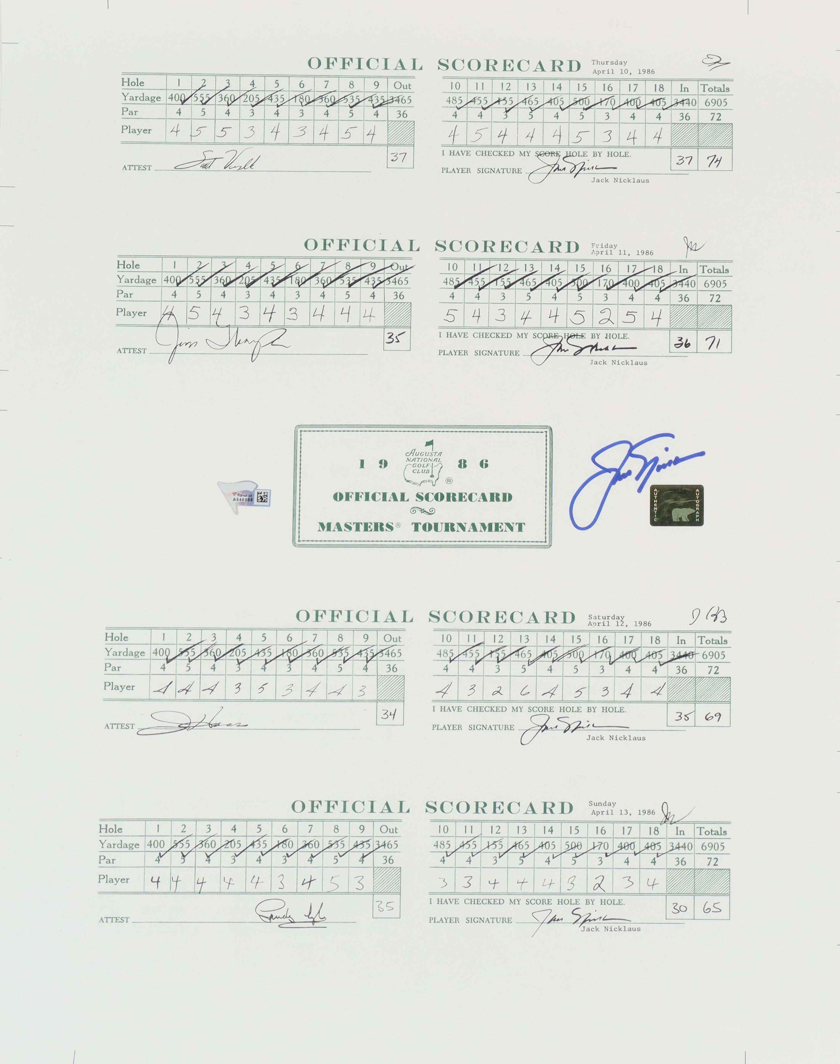 Jack Nicklaus Signed 16x20 Scorecard Sheet (Fanatics) | Pristine Auction