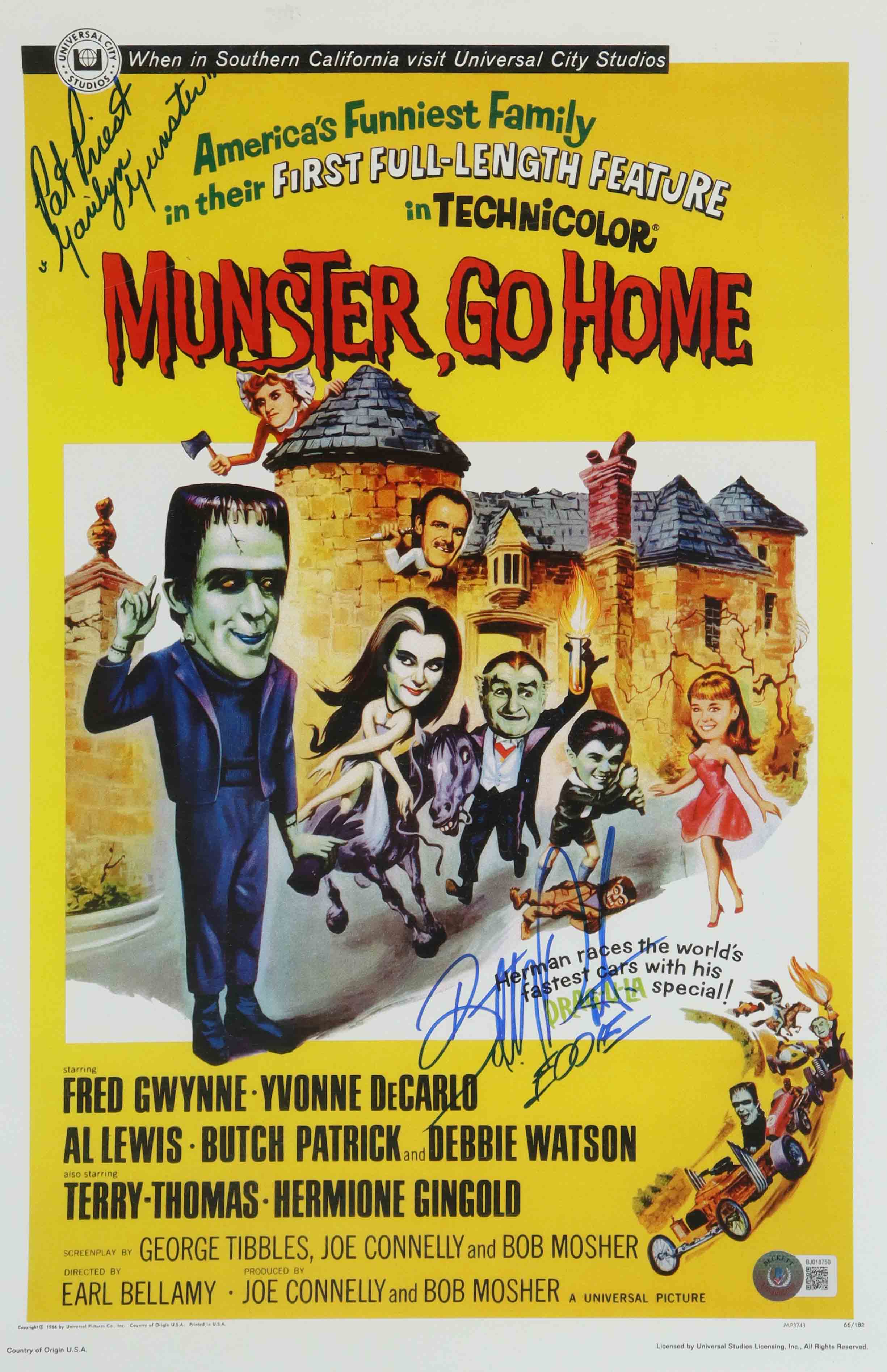 Patricia Ann Priest Butch Patrick Signed Munster Go Home 11x17