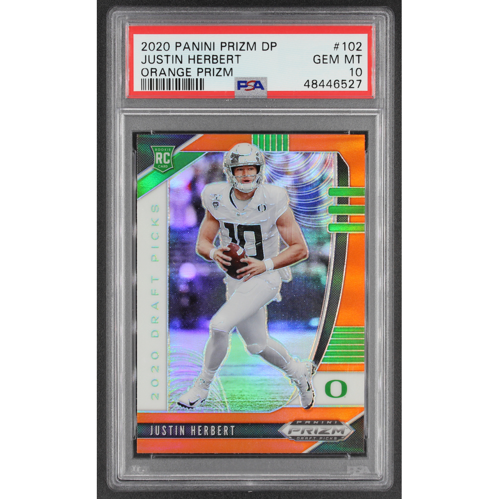 Justin Herbert 2020 Panini Prizm Draft Picks Prizms Orange #102 RC (PSA 10) | Pristine Auction