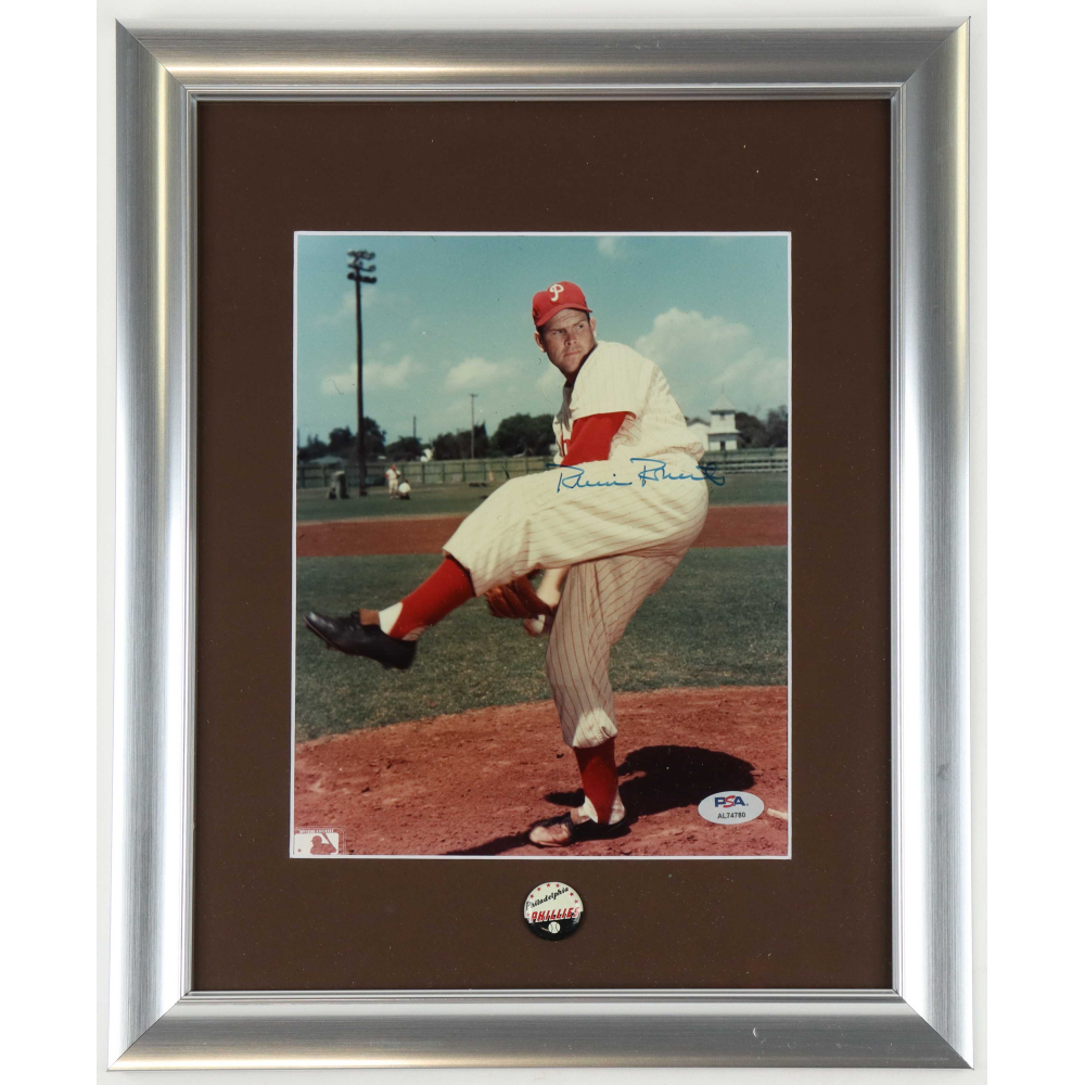 Robin Roberts Signed Custom Framed Photo with Vintage Phillies Pin (PSA ...