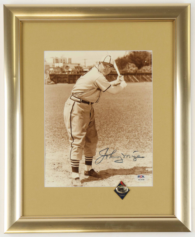 Johnny Mize Signed Cardinals Custom Framed Photo with Busch Stadium Pin ...