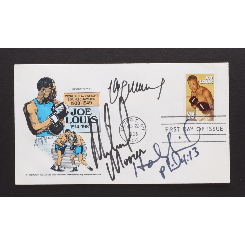 Michael Moorer, Evander Holyfield & Max Schnelling Signed "Joe Louis ...