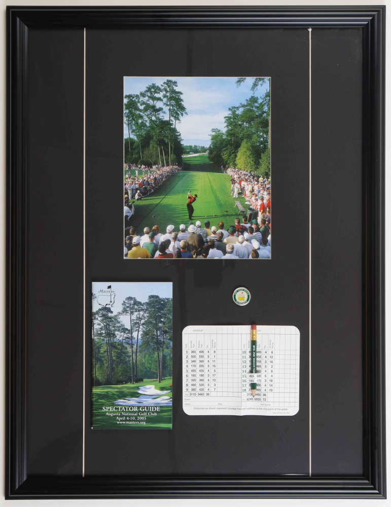 Tiger Woods Custom Framed Photo Display with Official 2005 Masters Pin ...