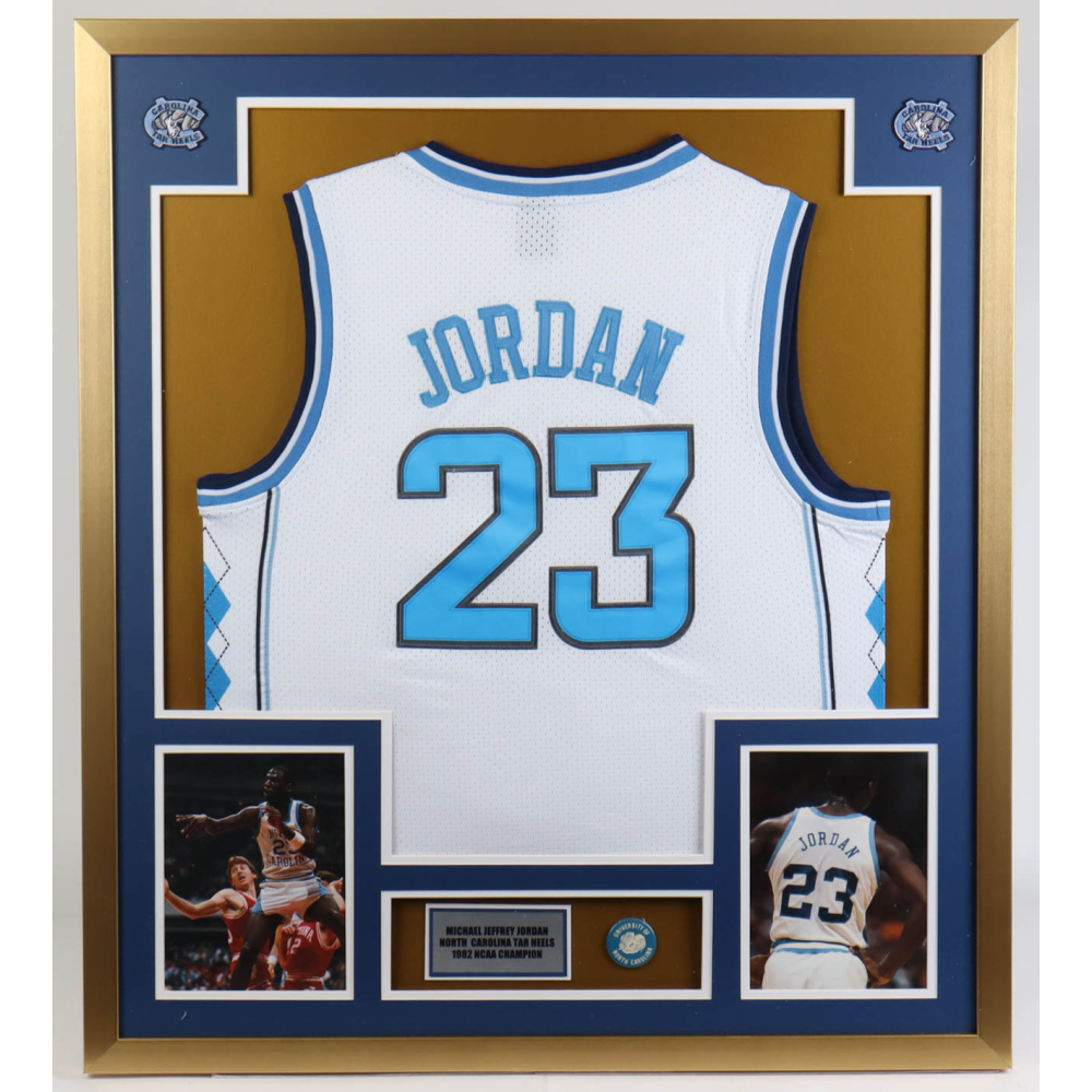 Michael Jordan North Carolina Tar Heels Custom Framed Jersey Display with University Pin ...
