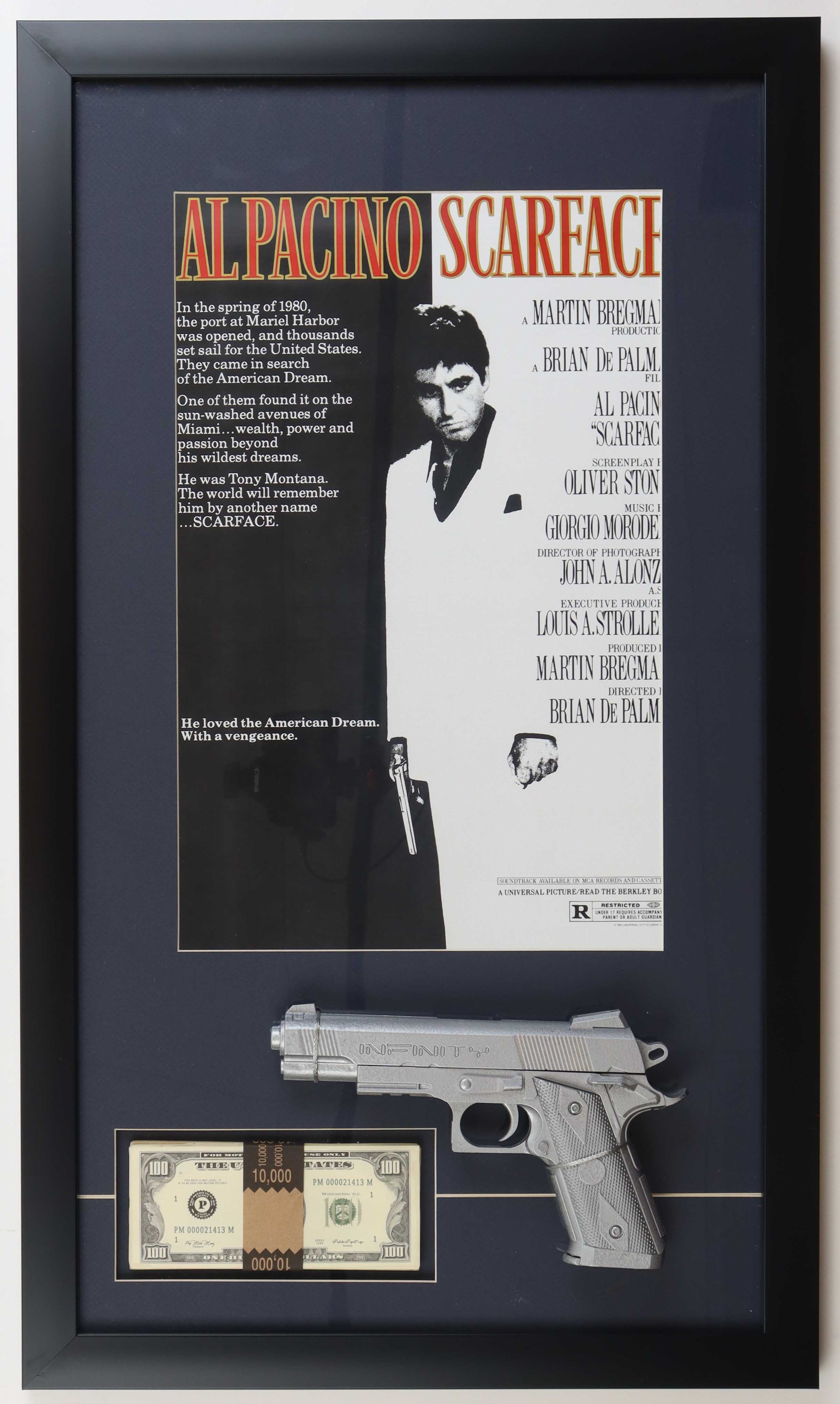 "Scarface" Custom Framed Movie Poster Display with Movie Prop Replica ...