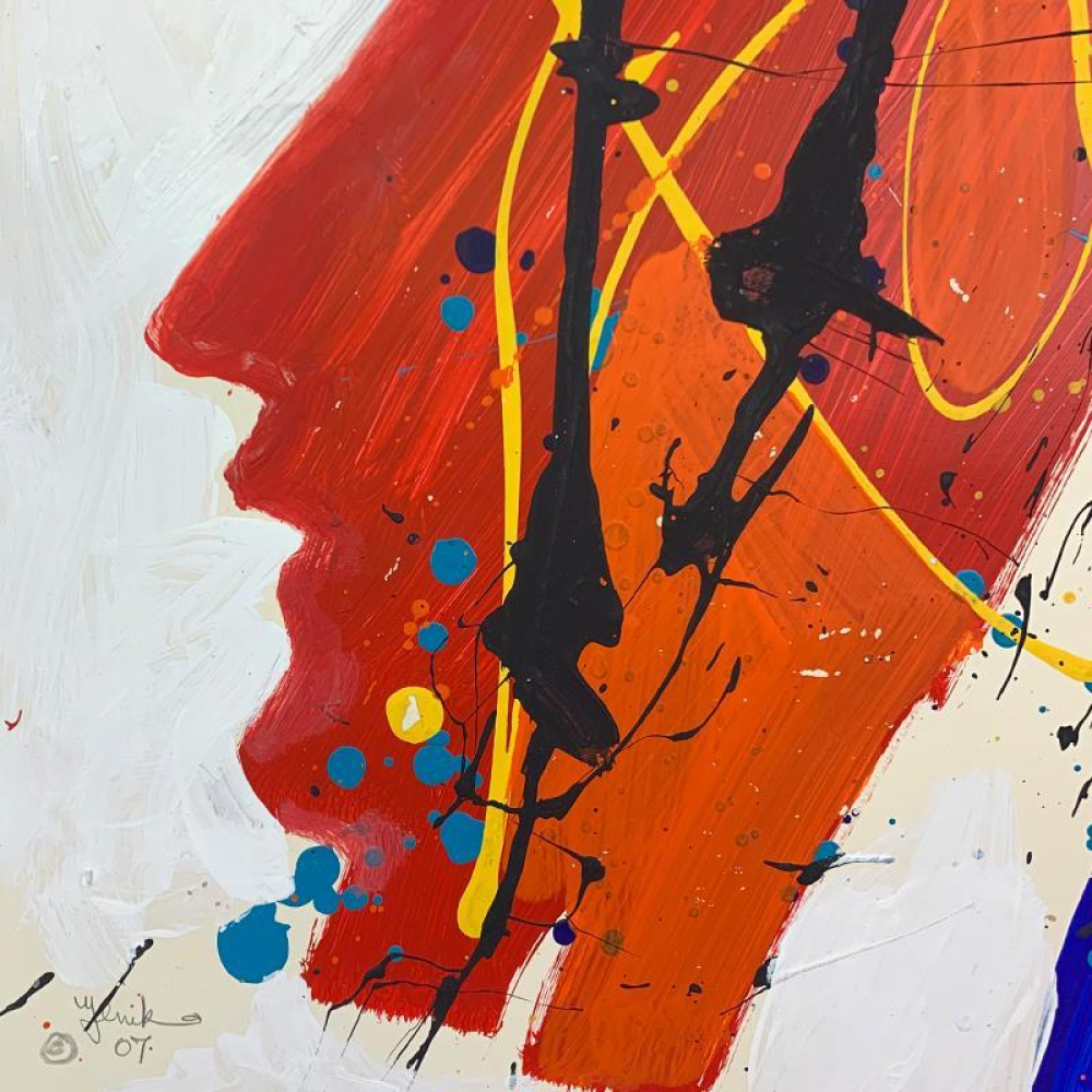 Jenik Cook Signed "Untitled" Custom Framed Original Acrylic Painting ...