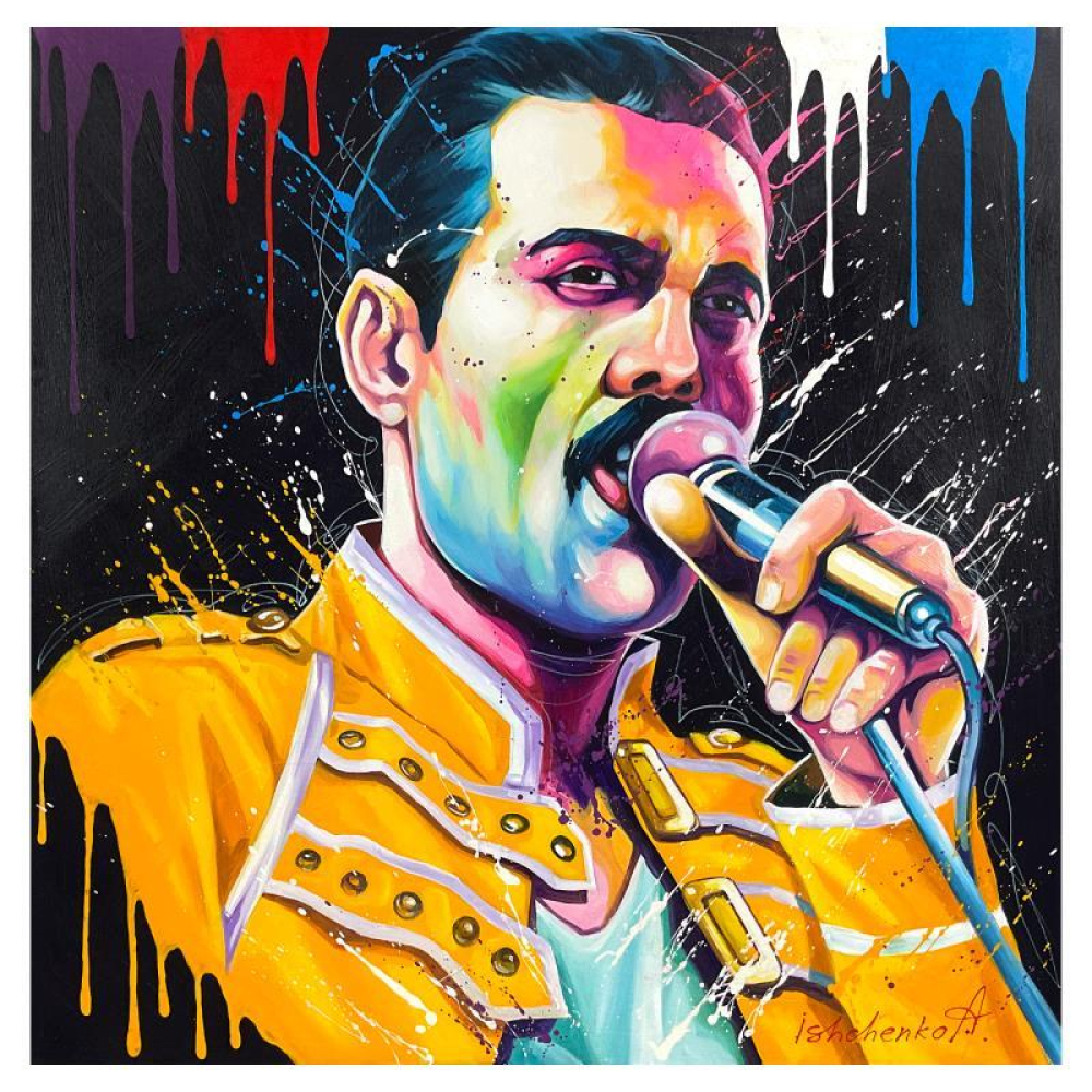 Alexander Ishchenko Signed "Freddy Mercury" 36x36 Original Acrylic ...