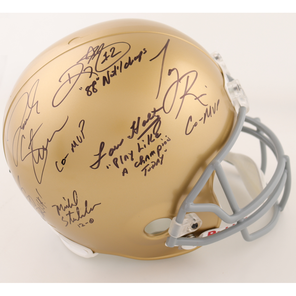 1988 Notre Dame Fighting Irish Full-Size Helmet Signed by (6) with Lou ...