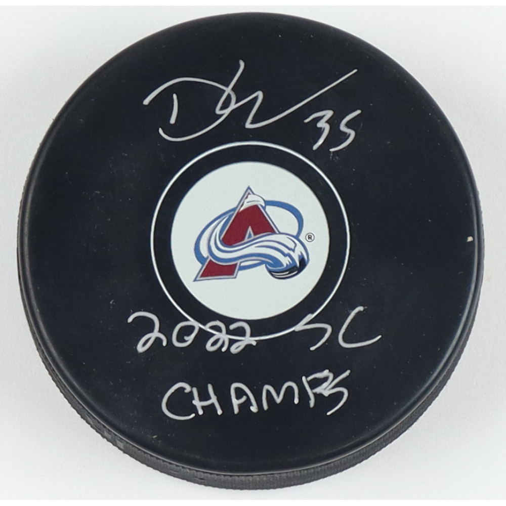 Darcy Kuemper Signed Avalanche 2022 Stanley Cup Final Logo Hockey Puck ...