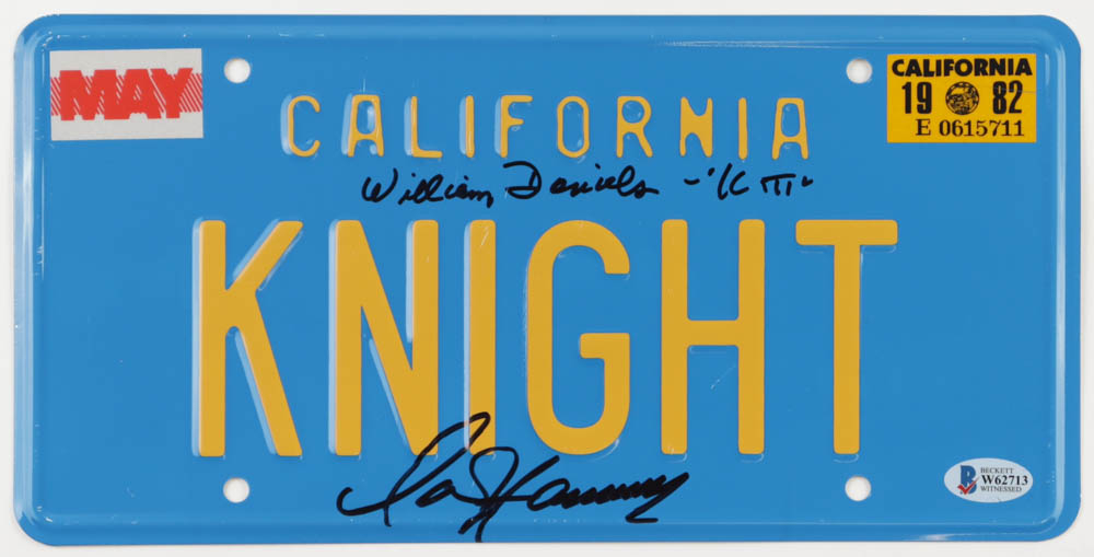 David Hasselhoff & William Daniels Signed "Knight Rider" 6x12 License ...