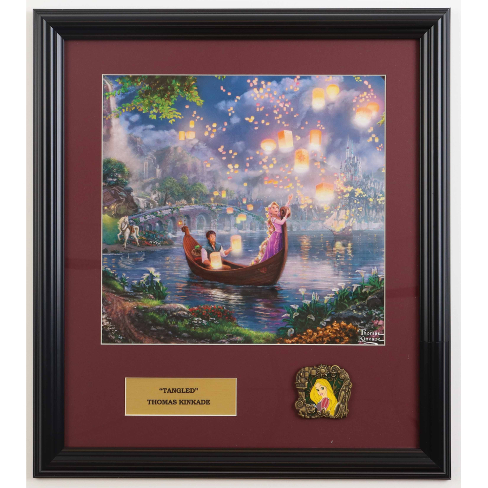 Thomas Kinkade "Tangled" Custom Framed Print Display with Character Pin ...