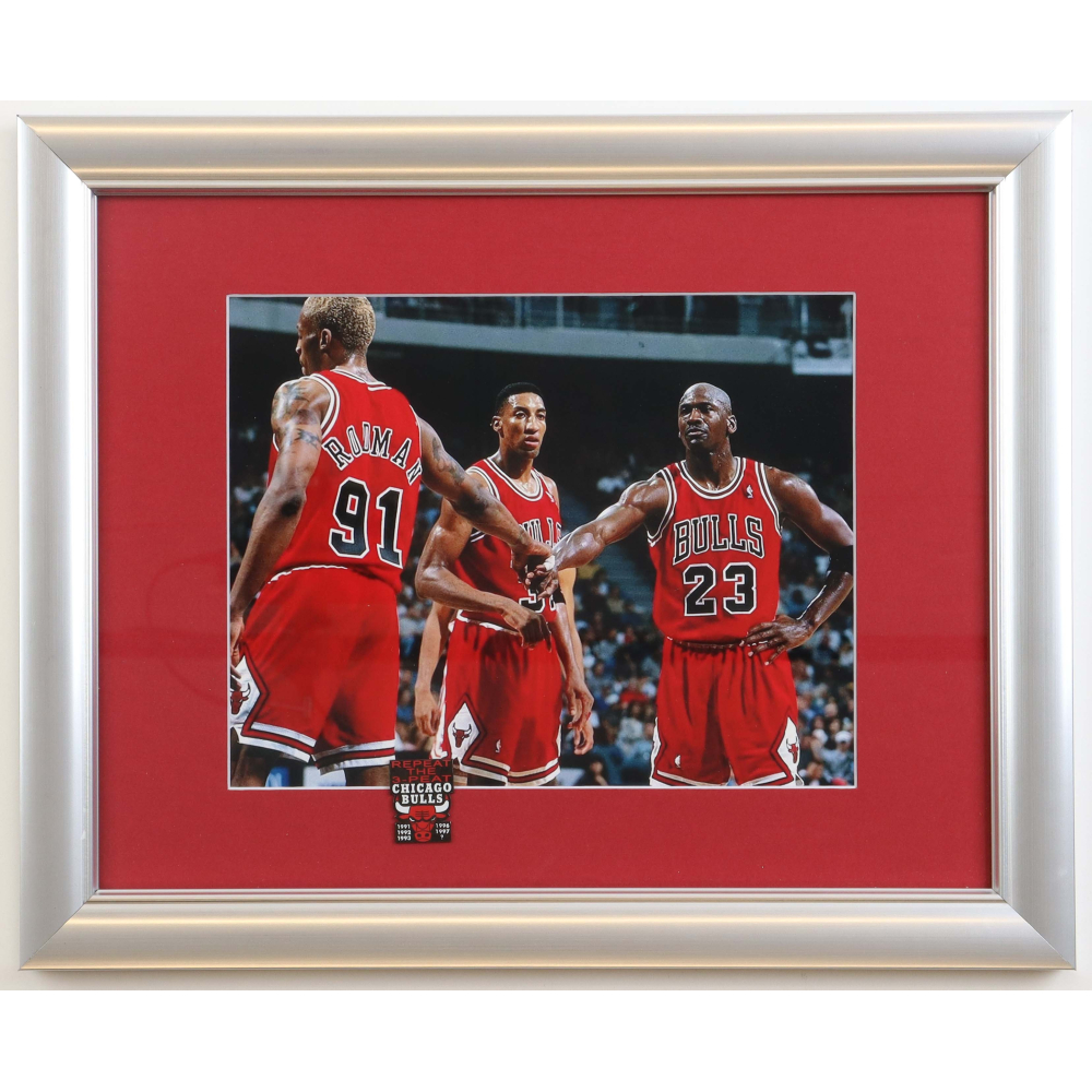 Michael Jordan, Scotty Pippen & Dennis Rodman Bulls Custom Framed Photo ...