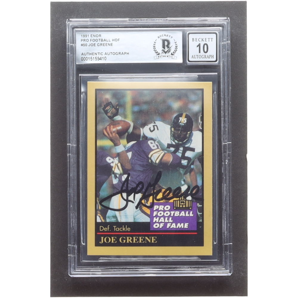 Joe Greene Signed 1991 ENOR Pro Football HOF #50 (BGS) | Pristine Auction