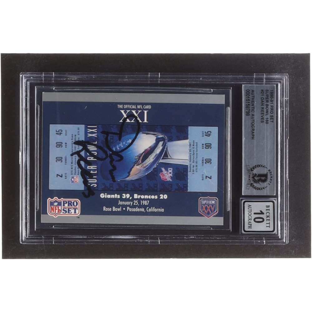 Dan Reeves Signed 1990-91 Pro Set Super Bowl 160 #21 SB XXI Ticket (BGS) | Pristine Auction