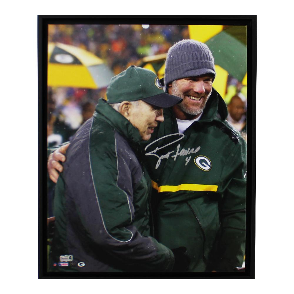 Brett Favre Signed Packers Custom Framed Photo with Bart Starr (Favre ...