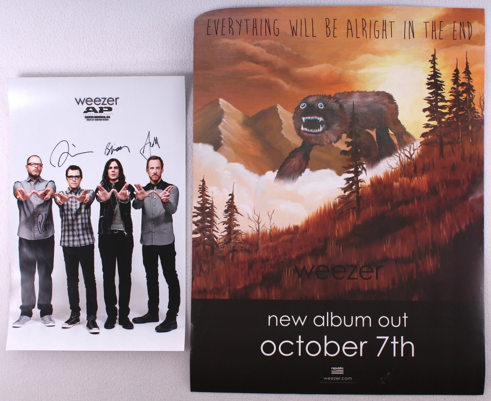 Lot of (2) Weezer Posters Including Band-Signed 11x17 with Rivers Cuomo ...