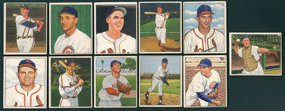 Lot of (11) 1950 Bowman Cards with #83 Sheldon Jones, #125 Del Rice RC ...