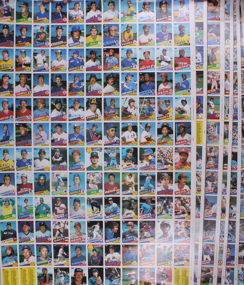 Complete Set of Uncut 1985 Topps Baseball Cards with Pete Rose, Ryne ...
