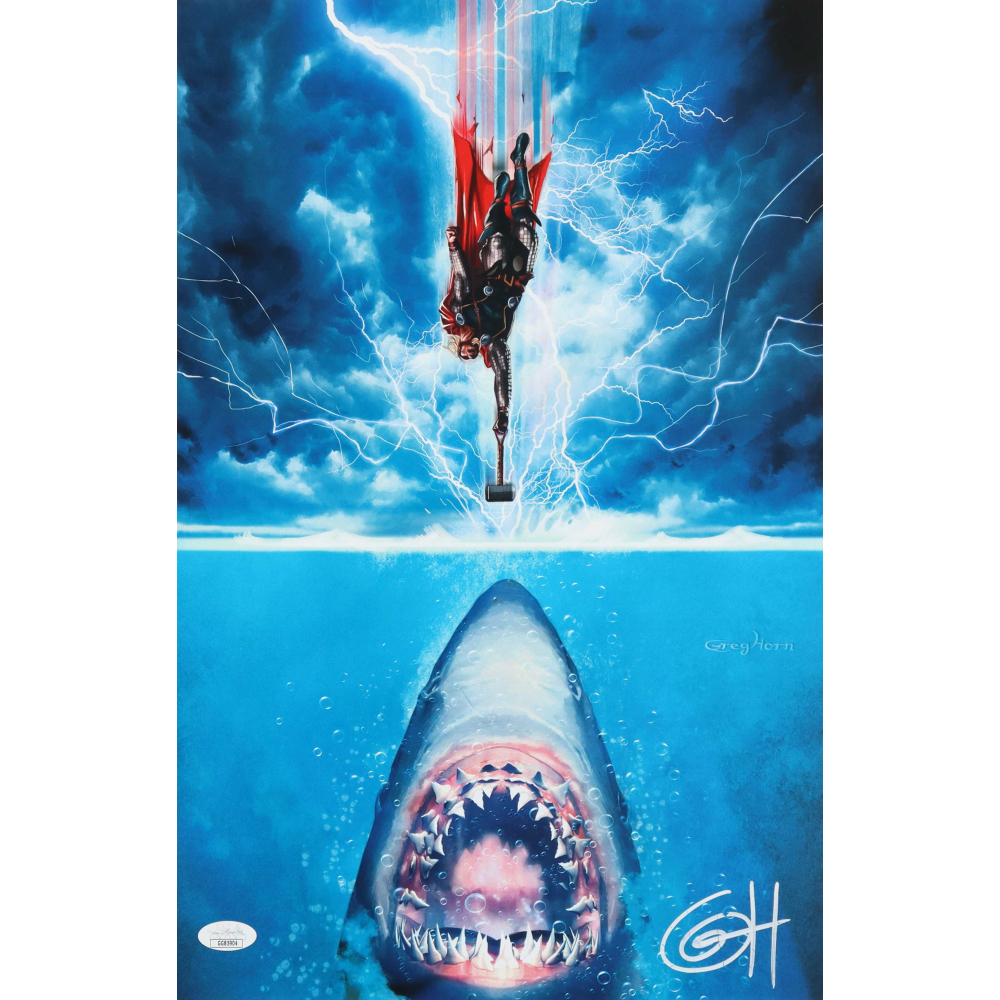 Greg Horn Signed "Thor vs Jaws" 11x17 Lithograph (JSA) | Pristine Auction