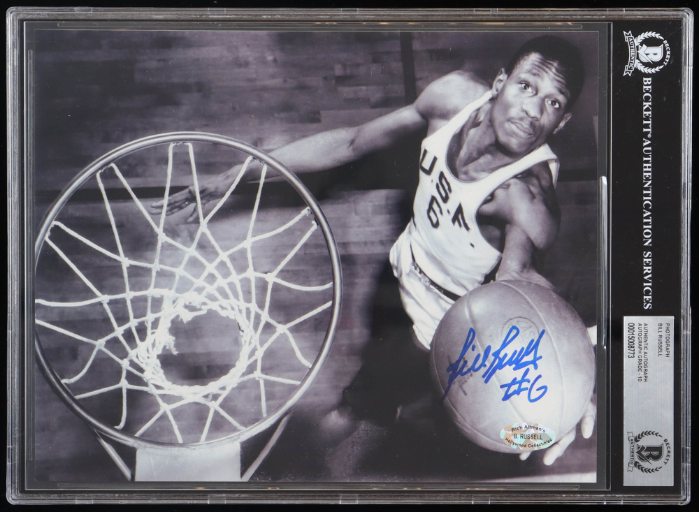 Bill Russell Signed USF College 8x10 Photo Inscribed "#6" (BGS ...