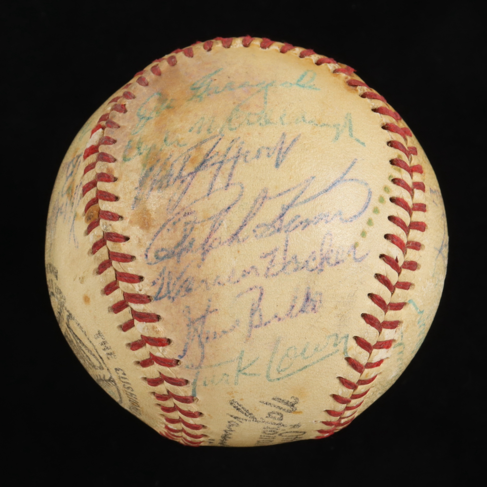 1954 Cubs ONL Baseball Team-Signed by (23) with Ralph Kiner, Stan Hack ...