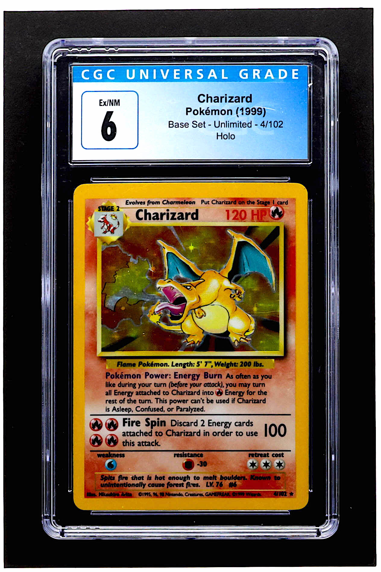 Charizard Pokemon 1999 Base Unlimited #4 Holo (CGC 6) | Pristine Auction