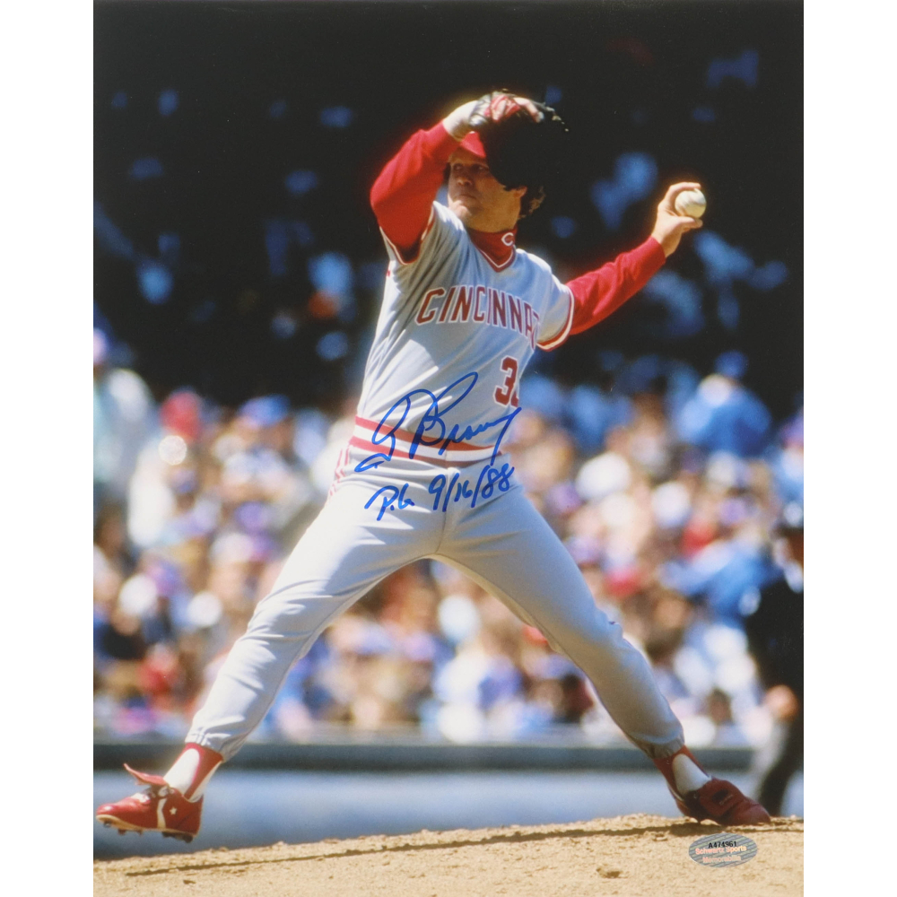 Tom Browning Signed Reds 8x10 Photo Inscribed "P.G. 9/16/88" (Schwartz ...