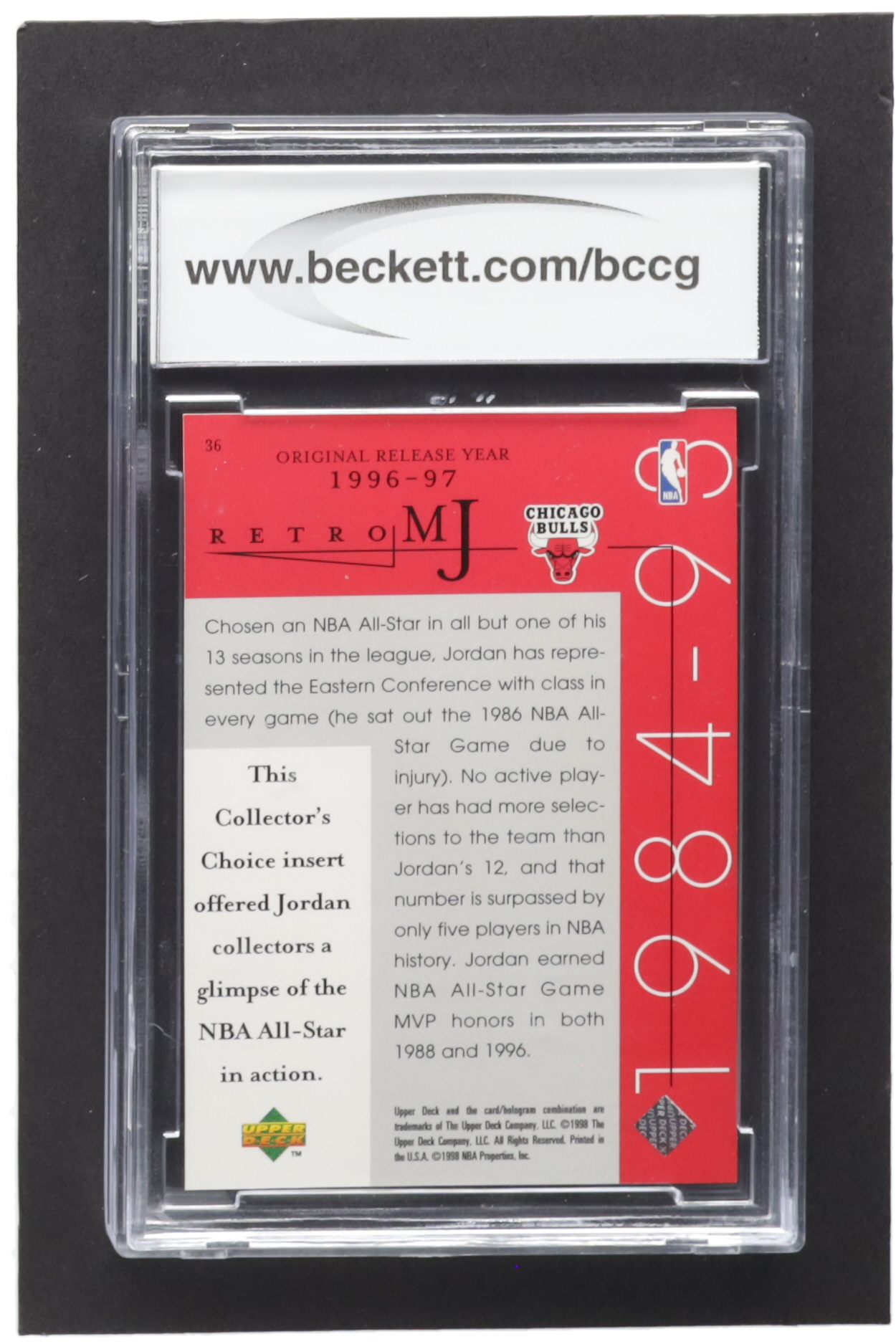 Michael Jordan 1998 Upper Deck Michael Jordan Career Collection #36 MJ ...