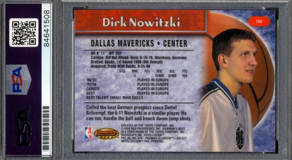 Dirk Nowitzki Signed 1998-99 Bowman's Best #109 RC (PSA) | Pristine Auction