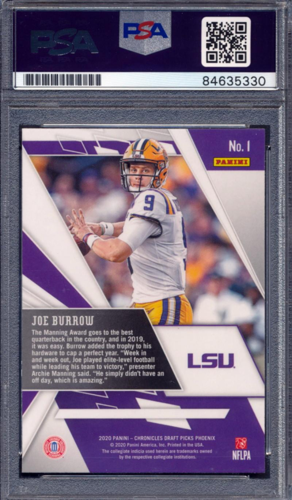 Joe Burrow Signed 2020 Panini Chronicles Draft RC (PSA 10) | Pristine ...