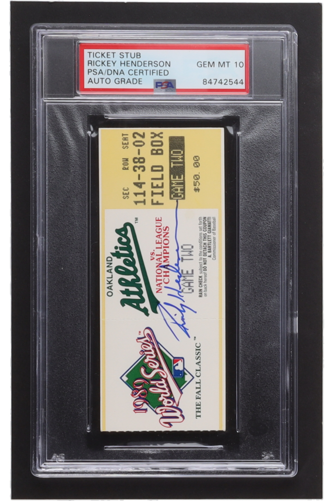 Rickey Henderson Signed 1989 World Series Ticket Stub (PSA) | Pristine ...