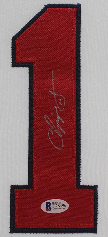 Chipper Jones Signed 35x43 Custom Framed Jersey Display (Beckett ...