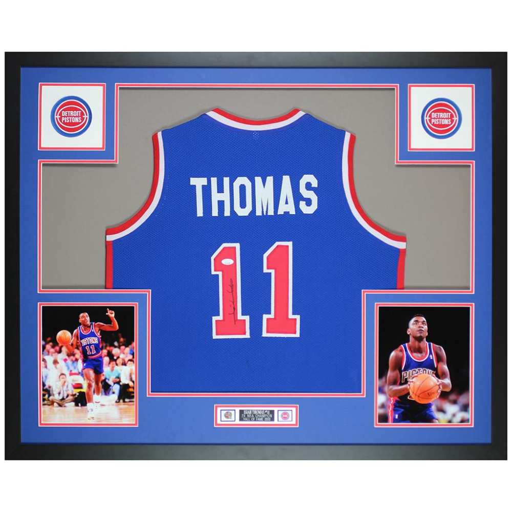 Isiah Thomas Signed 35x43 Custom Framed Jersey Display (JSA) | Pristine ...